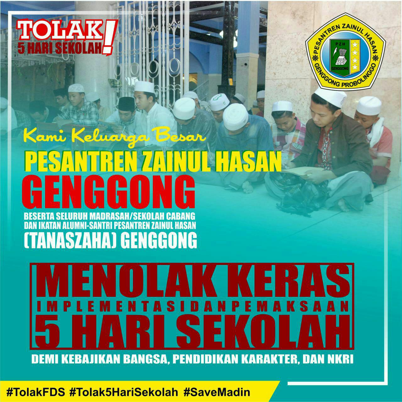 Genggong Serukan Tolak 5 Hari Sekolah - Pesantren Zainul Hasan